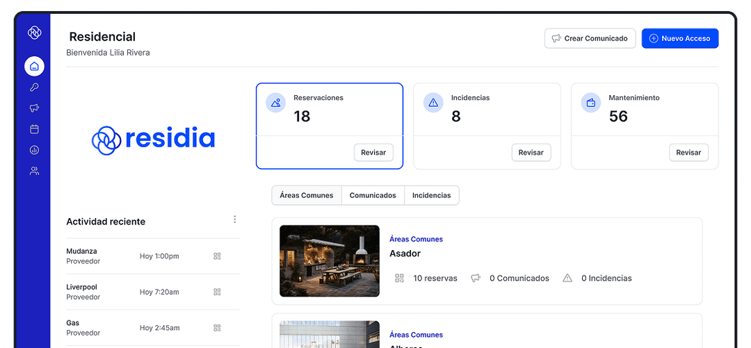 RESIDIA | Plataforma inteligente para la administración de corporativos, comunidades y condominios.